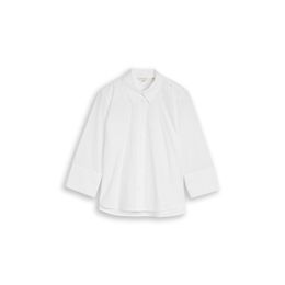 Tom Tailor Damen Popeline Hemdbluse mit 3/4-Arm, wei&szlig;, Uni, Gr. 40