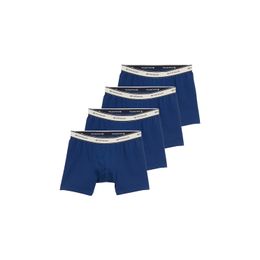 Tom Tailor Herren Mittellange Boxershorts im 4er-Pack, blau, Uni, Gr. S/4