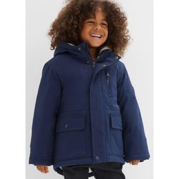 bonprix Winterparka mit Teddyfutter wasserabweisend, blau, Gr.116/122, wasserabweisender Jungen Winterparka mit modischem Details