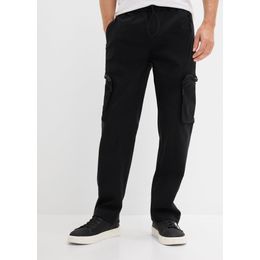 bonprix Regular Fit Cargohose Straight, schwarz, Gr.48, Diese Cargohose aus superelastischem Bengalin kombiniert h&ouml;chsten Tragekomfort mit modernem, sportivem Stil, aus Bengalin