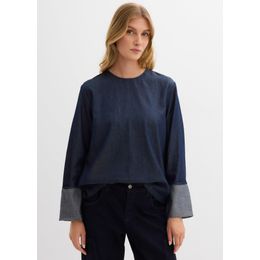 bonprix Jeansbluse mit weitem Arm, blau, Gr.46, Jeansbluse aus der Circular Collection mit weitem Arm aus Bio-Baumwolle, 100% Baumwolle (organic)