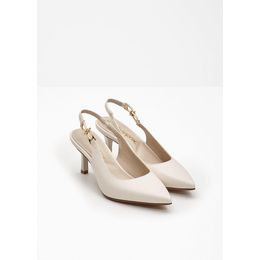 bonprix Slingpumps mit schmalem Absatz, beige, Gr.38, Sch&ouml;ner Slingpumps mit elegantem Metall-Detail