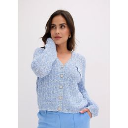 bonprix Boucl&eacute; Strickjacke, blau, Gr.48/50 (XL), elegante Boucl&eacute; Strickjacke