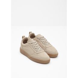 bonprix Sneaker aus Veloursleder, beige, Gr.41, Sportlicher Sneaker aus Veloursleder, aus Veloursleder