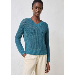 bonprix Ajour-Pullover aus leichtem Leinen-Mix, petrol, Gr.52/54 (XXL), Pullover in sch&ouml;nem Ajour und leichtem Leinen-Mix, aus Leinen