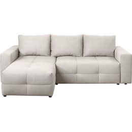 Ecksofa exxpo - SOFA FASHION, ivory, B:261cm H:95cm T:158cm, Sofas, Ecksofa, Praktische Funktionsecke mit Federkern, Bettfunktion und Stauraum