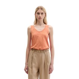 Marc O'Polo T-Shirt MARC O'POLO "aus Slub-Jersey", Damen, Gr. L, warm orange, Obermaterial: 100% Baumwolle, unifarben, regular fit, V-Ausschnitt, Shirts T-Shirt