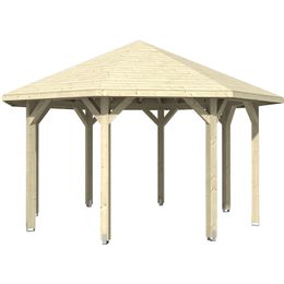 Skan Holz Holzpavillon SKANHOLZ "Nice 2", beige (natur), B/H/T: 330cm, Pavillons, Leimholz, 399 x 399 cm