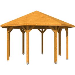 Skan Holz Holzpavillon SKANHOLZ "Nice 2", braun (eiche hell), B/H/T: 330cm, Pavillons, Leimholz, 399 x 399 cm