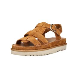 Riemchensandale Paul Green "Paul Green Sandalen Veloursleder", Damen, Gr. 38, caramel, Veloursleder, Schuhe Riemchensandale