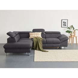 Ecksofa COTTA "Driver L-Form", fango, B:268cm H:73cm T:214cm, Kunstleder SOFTLUX;LEDER BEEFY (ein abgedecktes Spalt-Rindsleder) im Sitz und R&uuml;cken (Korpus in Kunstleder);Luxus-Kunstleder;Leder Pampas (echtes Rindsleder) im Sitz und R&uuml;cken (R&uuml;ckseite mit Spannstoff bezogen), Sofas, Ecksofa, mit Kopfteilverstellung, wahlweise mit Bettfunktion & Bettkasten