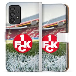 DeinDesign Galaxy A33 5G Handy Klapph&uuml;lle Handyh&uuml;lle aus Kunst Leder wei&szlig; Flip Case Stadium 1. Fc Kaiserslautern Official Licensed Product Sideflip mit Lasche
