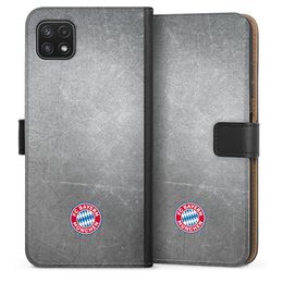 DeinDesign Galaxy A22 5G Handy Klapph&uuml;lle Handyh&uuml;lle aus Kunst Leder schwarz Flip Case Fc Bayern M&uuml;nchen Official Licensed Product Fcb Sideflip mit langer Lasche