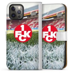 DeinDesign iPhone 12 Pro Max Handy Klapph&uuml;lle Handyh&uuml;lle aus Kunst Leder wei&szlig; Flip Case Official Licensed Product 1. Fc Kaiserslautern Stadium Sideflip mit 
