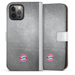 DeinDesign iPhone 12 Pro Max Handy Klapph&uuml;lle Handyh&uuml;lle aus Kunst Leder wei&szlig; Flip Case Fcb Official Licensed Product Fc Bayern M&uuml;nchen Sideflip mit Lasche