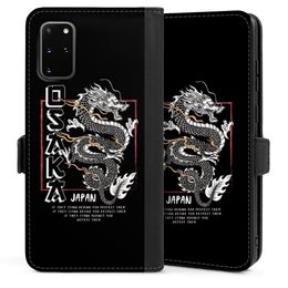 DeinDesign Galaxy S20 Plus Handy Klapph&uuml;lle Handyh&uuml;lle aus Kunst Leder schwarz Flip Case Japan Ocean Dragon Sideflip mit Lasche