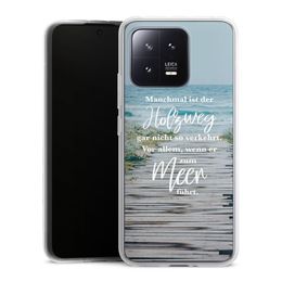 DeinDesign Xiaomi 13 Handy Silikon H&uuml;lle Case transparent Handyh&uuml;lle Statement Beach Spruch Silikon Case