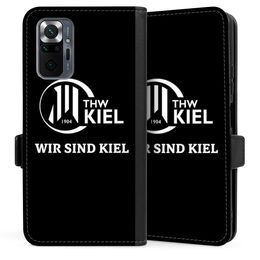 DeinDesign Xiaomi Redmi Note 10 Pro Handy Klapph&uuml;lle Handyh&uuml;lle aus Kunst Leder schwarz Flip Case Merchandise Handball Thw Kiel Sideflip mit langer Lasche