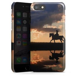 DeinDesign iPhone SE (2020) Handy Premium Case Smartphone Handyh&uuml;lle Schutzh&uuml;lle gl&auml;nzend Sunset Horse Horseback Riding Premium Case
