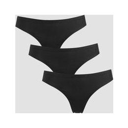 MP Women's Mid Rise No VPL Thong (3 Pack) - Black - S