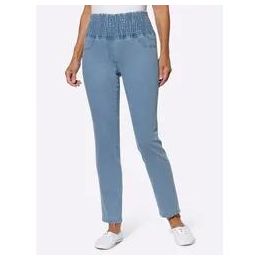 Bequeme Jeans Classic Basics, Damen, Gr. 46, Normalgr&ouml;&szlig;en, blau (blau, bleached), 81% Baumwolle, 17% Polyester, 2% Elasthan, unifarben, lang, Jeans