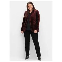 Jackenblazer sheego "Jackenblazer", Damen, Gr. 48, rot (bordeaux), 92% Polyester, 8% Elasthan, Blazer