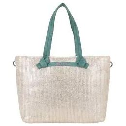 Henkeltasche Fritzi aus Preussen "Cloud Shopper Big Limited Painted Straw", Herren, Gr. B/H/T: 14cm x 35cm x 44cm, silberfarben, gr&uuml;n, Polypropylen, unifarben, Taschen, im coolen Look mit metallischem Finish