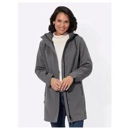 Softshelljacke Casual Looks, Damen, Gr. 20, grau (anthrazit), 94% Polyester, 6% Elasthan, unifarben, Jacken Softshelljacke