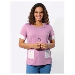 Kurzarmshirt Casual Looks "Kurzarm-Shirt", Damen, Gr. 52, orchidee, 100% Baumwolle, gemustert, gestreift, unifarben, Rundhals, Shirts