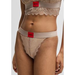 Slip HUGO UNDERWEAR "BRIEF RL LACE", Damen, Gr. M (44), braun (medium braun 218), Jersey, Obermaterial: 84% Polyamid, 16% Elasthan, unifarben, k&ouml;rpernah, Unterhosen Slip, aus Stretch-Spitze, mit Logoschriftzug auf dem Bund