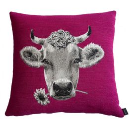Dekokissen Pad "MOO", pink, B:45cm L:45cm, Baumwolle, Dekokissen_Sitzkissen_Kissenh&uuml;llen, Made in Europe, Kissenh&uuml;lle ohne F&uuml;llung, 1 St&uuml;ck, Tiermotiv, 45x45 cm
