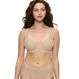 Balconette-BH Triumph "Amourette", Damen, Gr. 80, Cup A, beige (natur), Microtouch, Obermaterial: 49% Polyamid, 20% Elasthan, 18% Baumwolle, 13% Polyester, unifarben, BHs Balconette-BH, Stretch-Spitze, weich, feminin, breite Tr&auml;ger