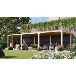 Pavillon Karibu "Gordon" SET, naturbelassen", beige (naturbelassen, naturbelassen), Pavillons, aus hochwertigem Leimholz, inkl. selbstklebender Dachfolie