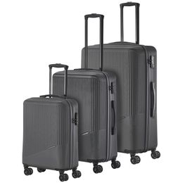 Trolleyset Travelite "BALI 3-teilig Hartschale", grau (anthrazit), ABS, unifarben, Koffer-Sets, TSA-Schloss &ndash; robustes Reisegep&auml;ck