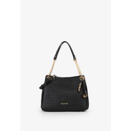 Valentino Handbags Shopper VALENTINO BAGS "GEA", Damen, Gr. B/H/T: 30cm x 26cm x 16cm, nero, Lederimitat, Taschen Shopper, Damen Handtasche, Umh&auml;ngetasche mit goldfarbener Zierkette