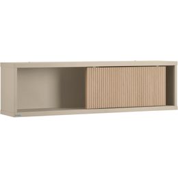 Wandregal Paidi "JONTE in Beige mit Schiebet&uuml;r & 2 F&auml;chern", cashmere, beige, light oak, B:95cm H:27cm T:20cm, Holzwerkstoff, Regale, Wandregal, H&auml;ngeregal, 20 Kg Tragkraft, Wandboard