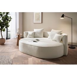 2,5-Sitzer "ISALIE, rundes Loungesofa, mit Kissen, perfekt gepolstert", beige (creme), B:200cm H:98cm T:145cm, LeGer Home by Lena Gercke, Sofas, moderne Stoffe, mit 4 Zierkissen, extra gro&szlig;e Sitzfl&auml;che