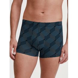 Boxershorts Calida "Grafic Cotton", Herren, Gr. XXL (58/60), schwarz, Single Jersey, Obermaterial: 90% Baumwolle, 10% Elasthan, k&ouml;rpernah, Unterhosen, gestreift, ohne Eingriff, &uuml;berzogenem Bund
