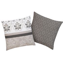 Kissenbez&uuml;ge OTTO HOME "Cremona", grau (anthrazit, grau), B:40cm L:40cm, Linon, Obermaterial: 100% Baumwolle, Kissenbez&uuml;ge, floraler Kissenbezug, geeignet f&uuml;r Kinder, OEKO-TEX zertifiziert