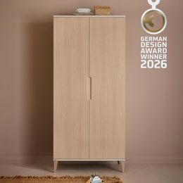 Kleiderschrank Paidi "JONTE in Beige & Eichefarben mit gerillten T&uuml;ren, verschiedene Gr&ouml;&szlig;en", cashmere, beige, stripy light oak, B:95cm H:207cm T:56cm, Holzwerkstoff, MDF, Schr&auml;nke, Kleiderschrank, stabiler Dreht&uuml;renschrank mit Massivholz-F&uuml;&szlig;en, Soft-Close-Funktion