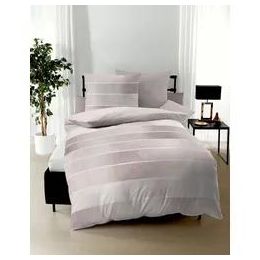 Wendebettw&auml;sche Kaeppel "TIMELESS 100% Baumwolle", rosa (ros&eacute;), B/L: 135cm x 200cm, 1 Stk., 1 Stk., Mako-Satin, B/L: 80cm x 80cm, 2 Stk., Mako-Satin, Obermaterial: 100% Baumwolle, Bettw&auml;sche, Wendebettw&auml;sche, mit breiten Streifen, Wendeoptik, Markenrei&szlig;verschluss
