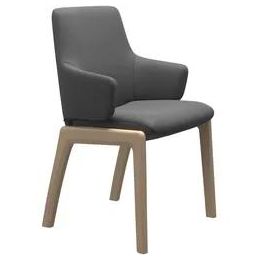 Polsterstuhl stressless "Laurel", grau (grau batick, eiche gekalkt), B:58cm H:92cm T:59cm, Leder BATICK: BATICK ist ein leicht korrigiertes, durchgef&auml;rbtes und genarbtes M&ouml;belleder, bei dem die meisten Unebenheiten und Spuren in der Regel entfernt wurden., St&uuml;hle, Polsterstuhl, Low Back mit Armlehne, Gr&ouml;&szlig;e L, abgerundete Beine in Eiche gekalkt