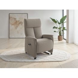 Sit & More TV-Sessel SIT & MORE "Cremona Comfort", taupe, B:76cm H:119cm T:84cm, 100% Polyester, Sessel, wahlweise manuell oder elektrischer Funktion mit Akku