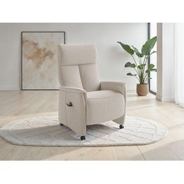 Sit & More TV-Sessel SIT & MORE "Cremona Comfort", creme, B:76cm H:114cm T:84cm, 100% Polyester, Sessel, wahlweise manuell oder elektrischer Funktion mit Akku