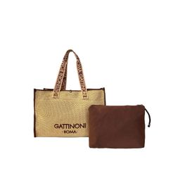 Tragetasche GATTINONI "Jane Raffia Large Shopping Bag. Damen", Damen, Gr. B/H/T: 17cm x 35cm onesize, natural, braun, Baumwolle, Polypropylen, Taschen, Tragetasche Damen, Shopper, Strandtasche, Fashion, Lifestyle, Sale