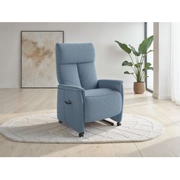 Sit & More TV-Sessel SIT & MORE "Cremona Comfort", hellblau, B:76cm H:112cm T:84cm, 98% Polyester, 2% Polyamid, Sessel, wahlweise manuell oder elektrischer Funktion mit Akku