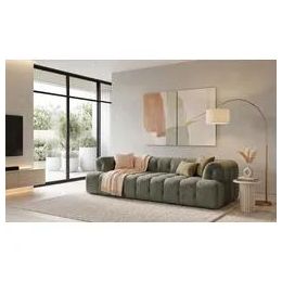 3-Sitzer Home Affaire "APERIRE Design-Sofa, moderne Steppung, Breite 225 cm", oliv, B:225cm H:77cm T:100cm, 100% Polyester, Sofas, mit Wellenunterfederung, gem&uuml;tlich und modern, komfortables Sitzgef&uuml;hl