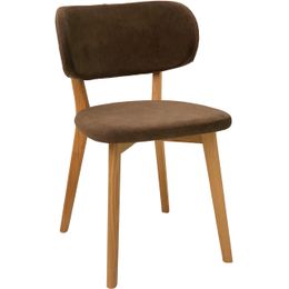 4-Fu&szlig;stuhl MASSIVLINE & MORE "Luxy Stuhl, Esszimmerstuhl, K&uuml;chenstuhl", braun (braun, braun), B:52cm H:83cm T:59,5cm, Polyester, St&uuml;hle, Massivholz: Wildeiche ge&ouml;lt