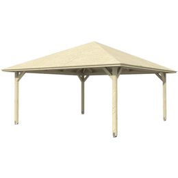 Skan Holz Holzpavillon SKANHOLZ "Cannes 4", beige (natur), B/H/T: 360cm, Pavillons, Leimholz, 489 x 489 cm