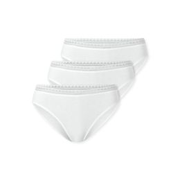Rioslip Schiesser "Modern Multipacks", Damen, Gr. 36, wei&szlig;, Single Jersey, Obermaterial: 95% Baumwolle, 5% Elasthan, k&ouml;rpernah, Unterhosen, Spitzenb&auml;nder, Baumwollmischung, Single Jersey